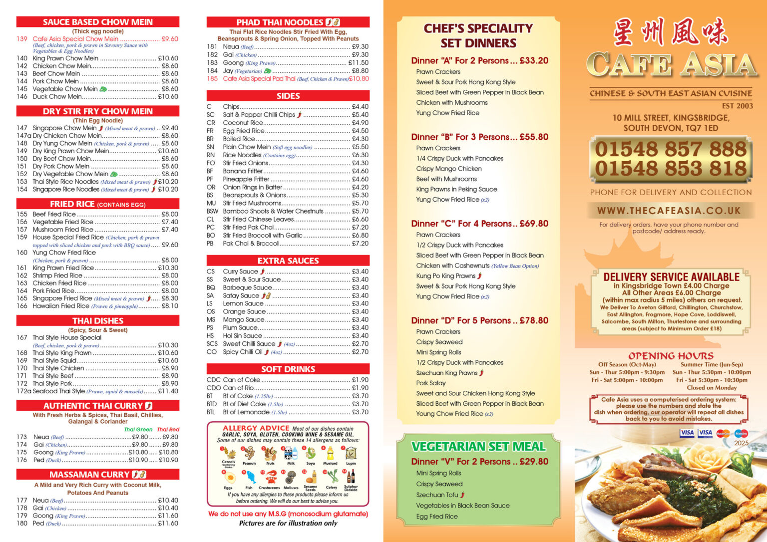 Menu Tabs – Café Asia – Kingsbridge Restaurant & Take Away: Chinese ...