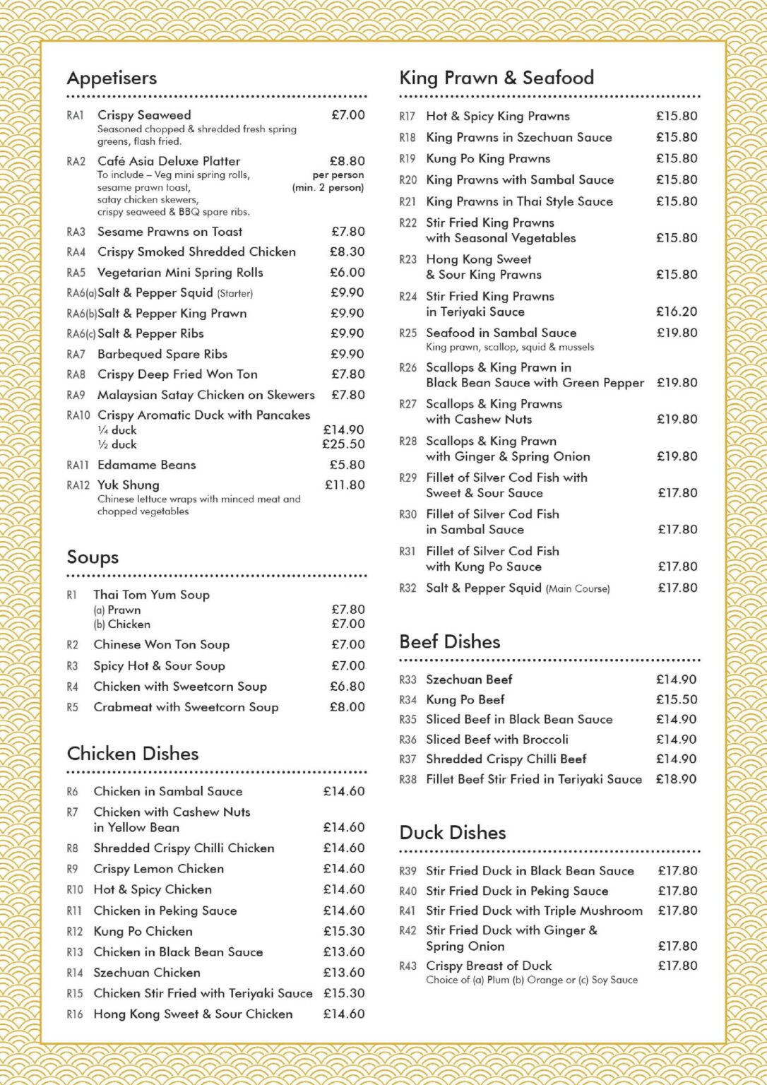 Restaurant Menu – Café Asia – Kingsbridge Restaurant & Take Away ...